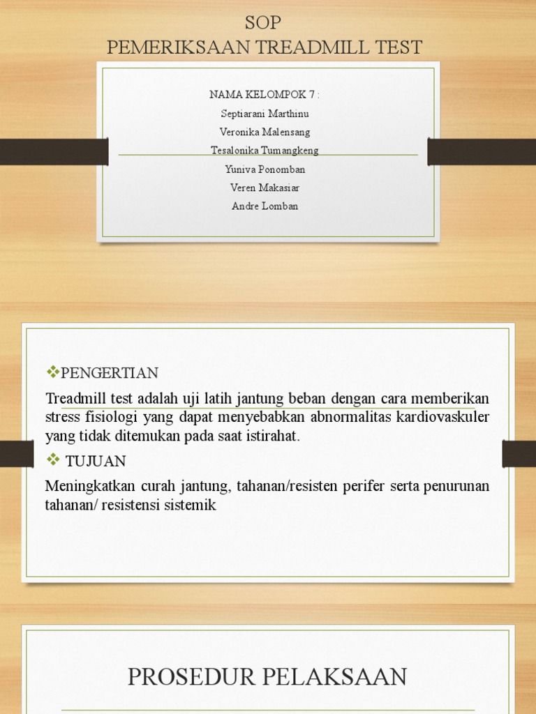 Kelompok 7 - SOP Pemeriksaan Treadmill Test | PDF