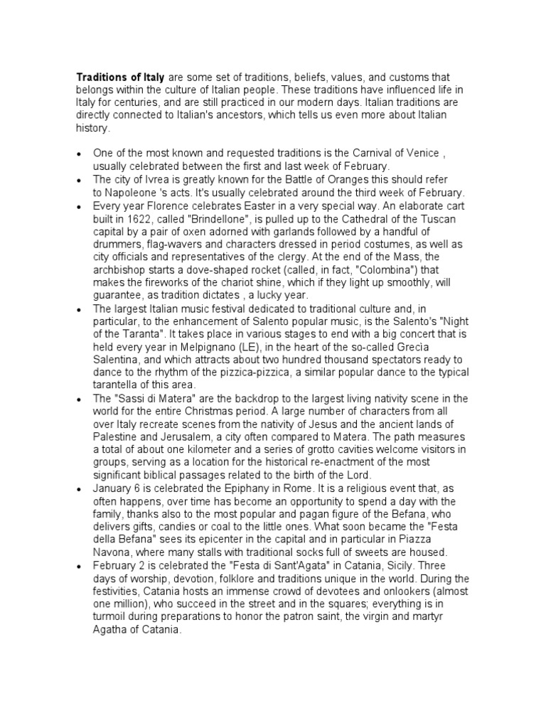 Traditions Of Italy Pdf Italy Ancient Rome
