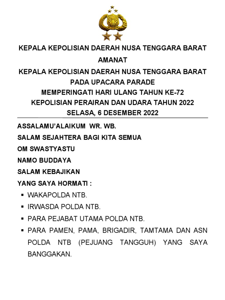 06 DES 2022 - AMANAT HUT POLAIR KE-72 TAHUN 2022 Rev1 | PDF 06 DES 2022 - AMANAT HUT POLAIR KE-72 TAHUN 2022 Rev1 | PDF