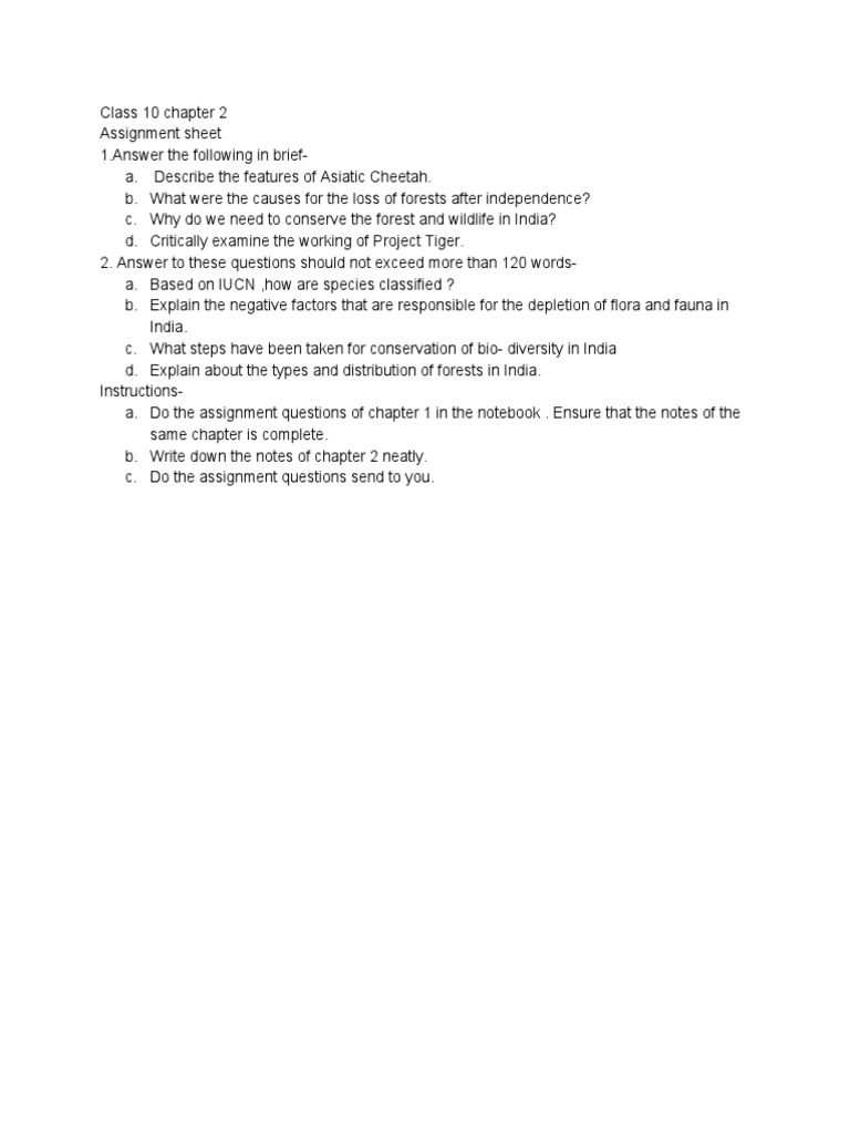 Class 10 Chapter 2 Assignment Guide | PDF