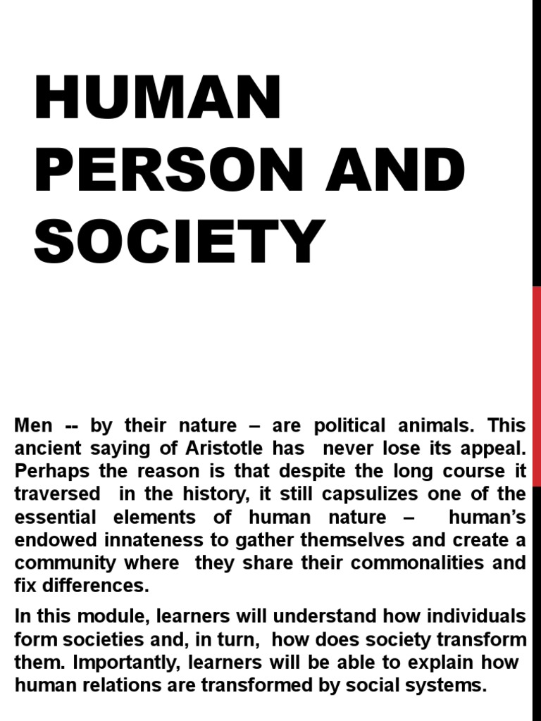 Human Person and Society | PDF | Society | Information