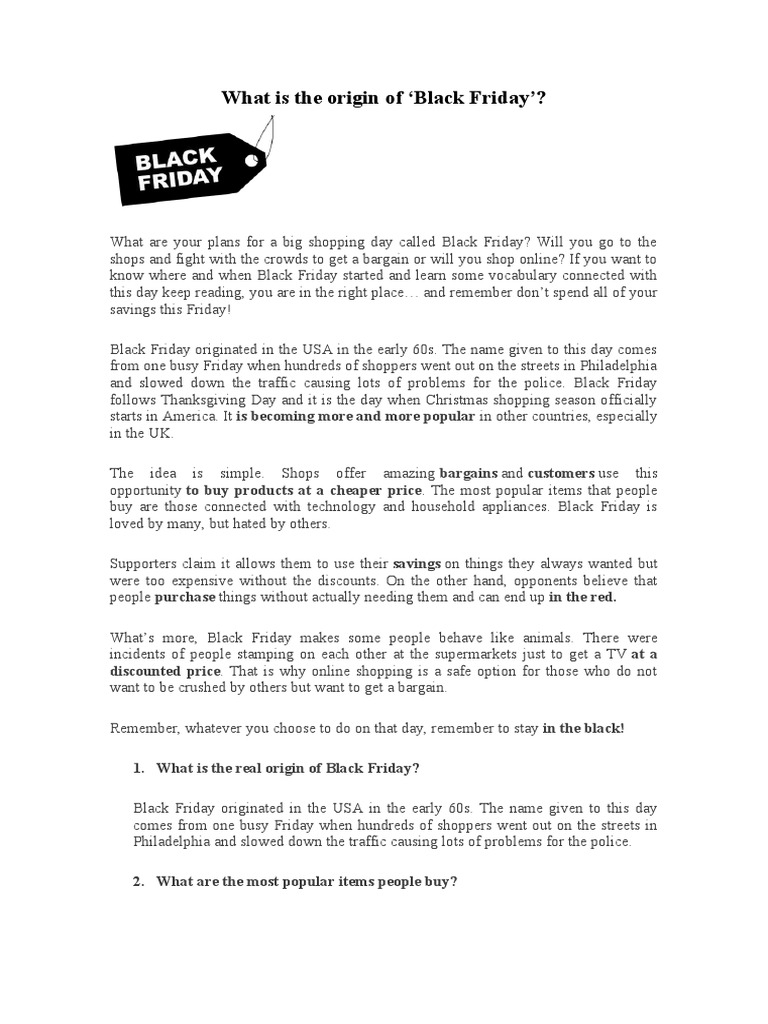 Origin and Impact of Black Friday | PDF | Black Friday (Shopping ...