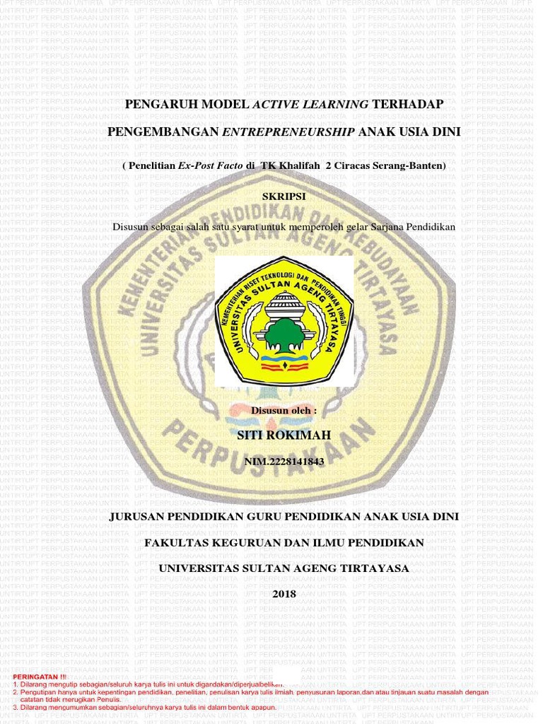 Pengaruh Model Active Learning Terhadap Pengembangan Entrepreneurship Anak Usia Dini | PDF