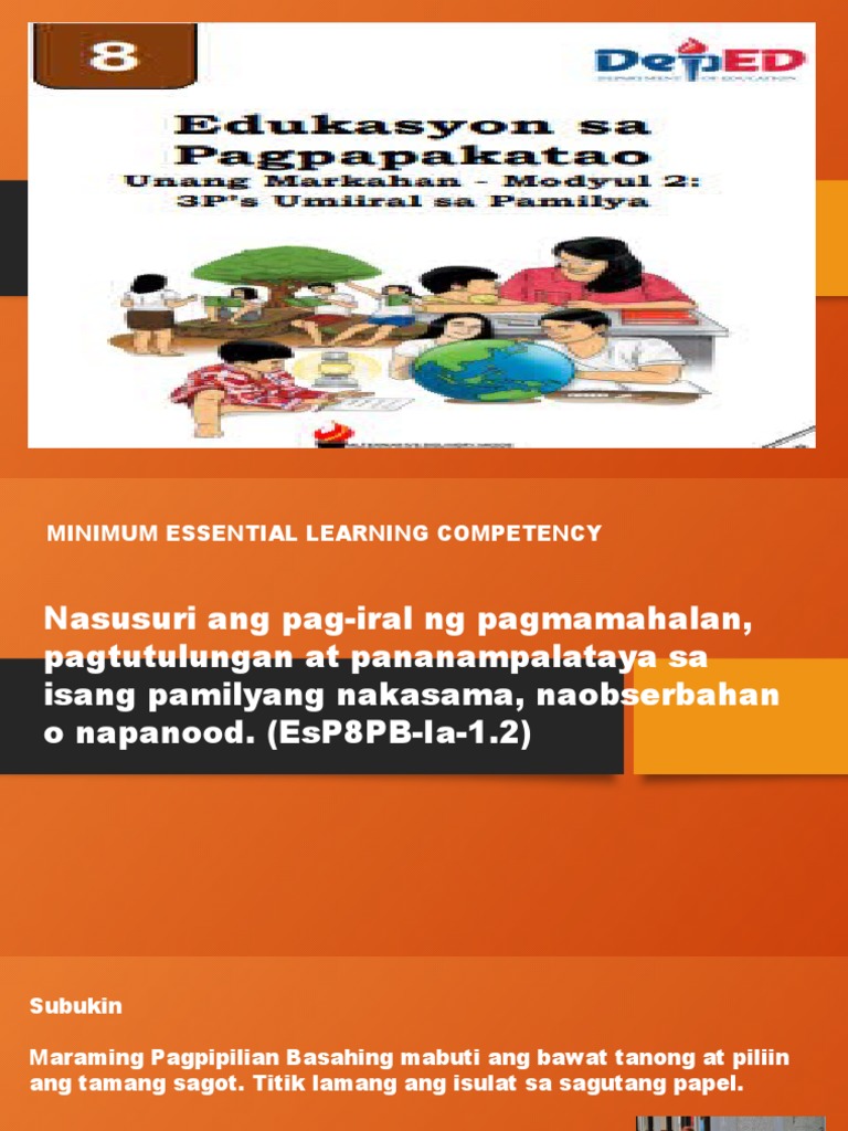 Grade 8 - Lesson 1 2 - 3Ps Umiiral Sa Pamilya | PDF