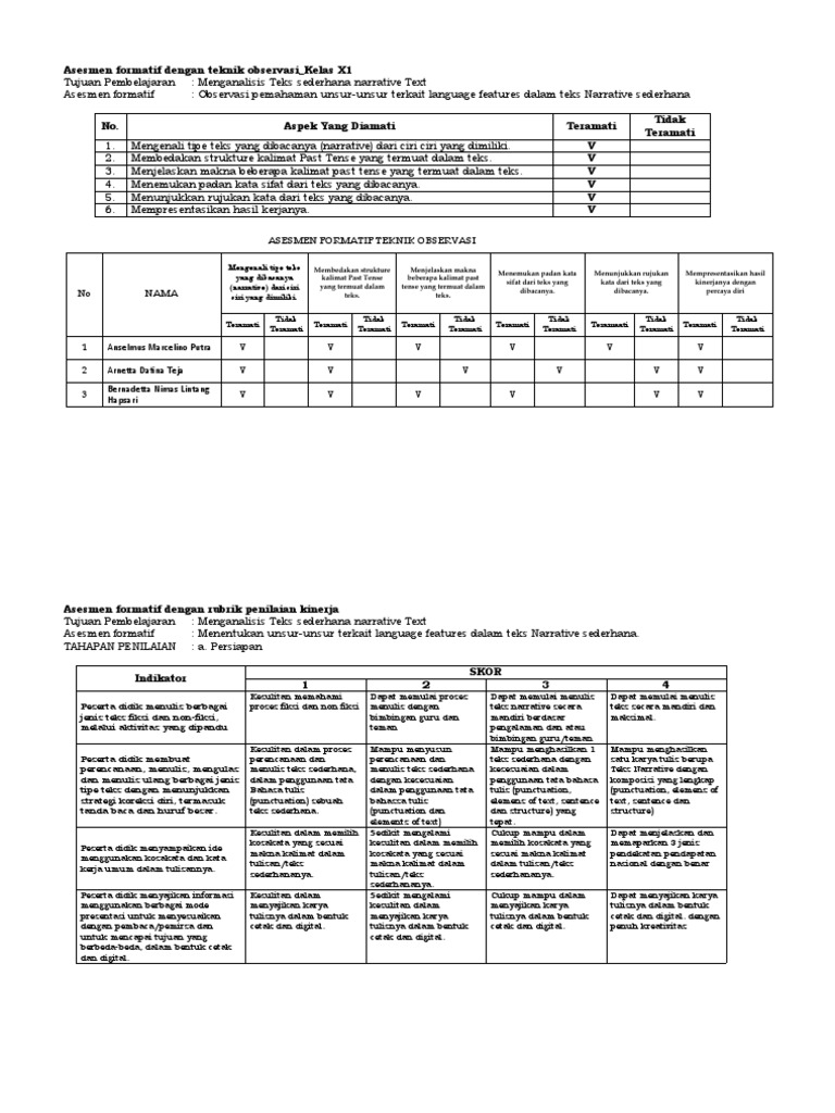 Contoh Asesmen Formatif Yss | PDF