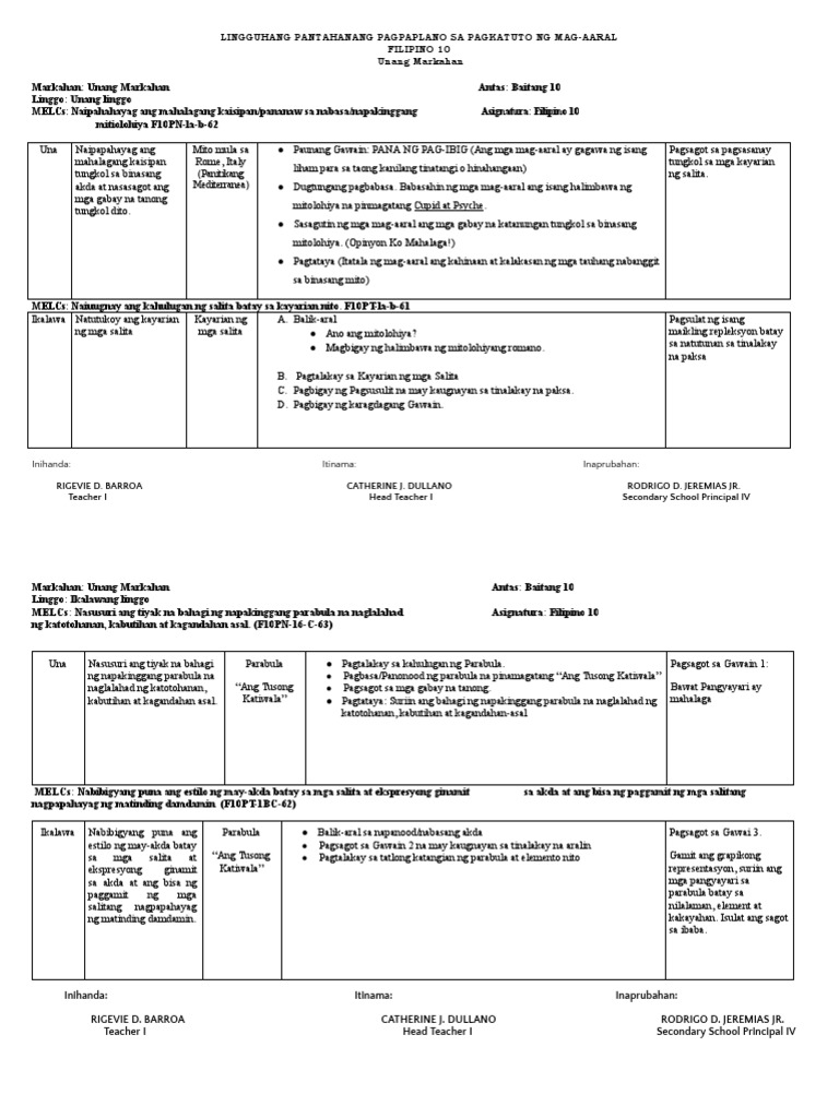 WHLP Filipino 10 | PDF