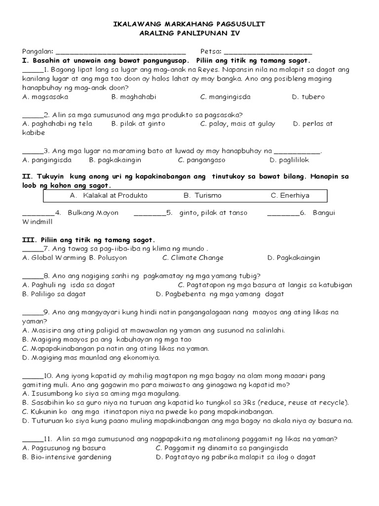 2nd Periodical Exam All Subjects With Tos and Answer Key | PDF