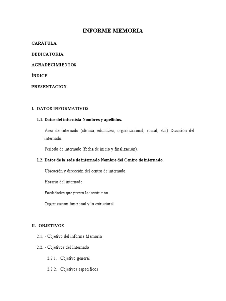 Formato - Informe Memoria | PDF | Sicología | Evaluación