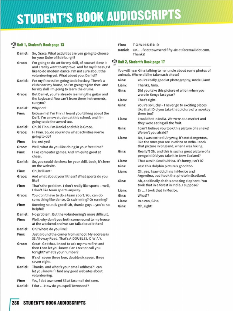 Prepare 3 Students Book Audioscripts | PDF