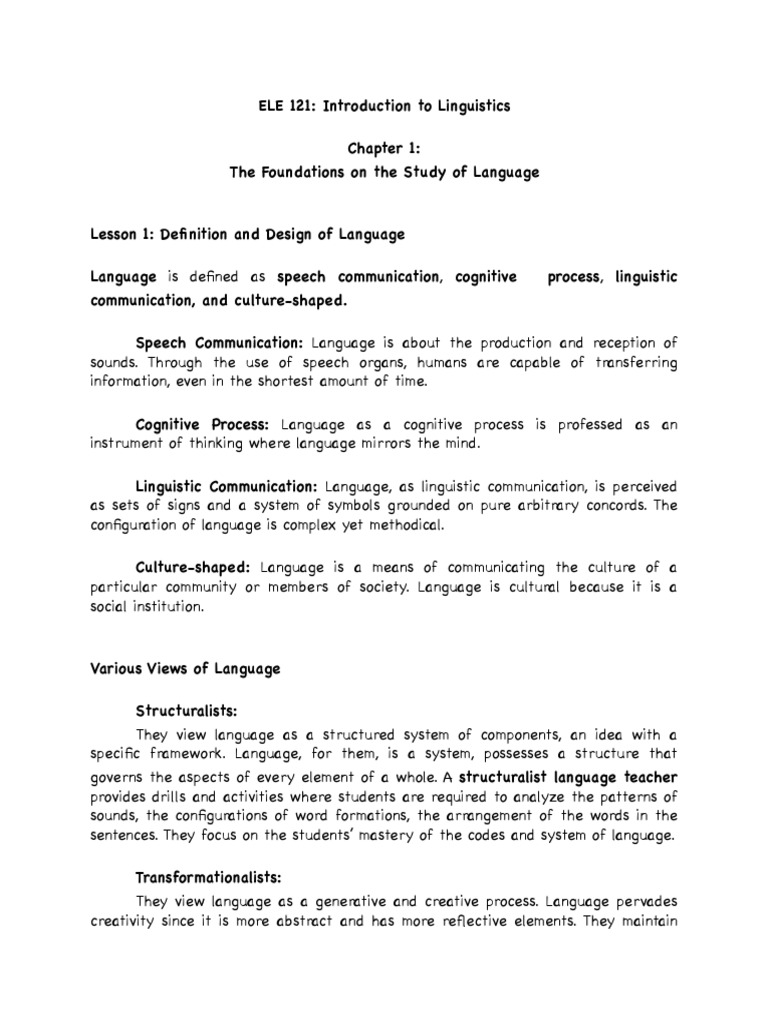 ELE 121 Chapter 1 Factsheets | PDF | Speech | Communication