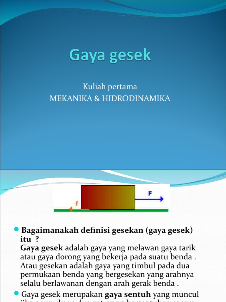 Gaya Gesek: Definisi, Manfaat, dan Contoh | PDF