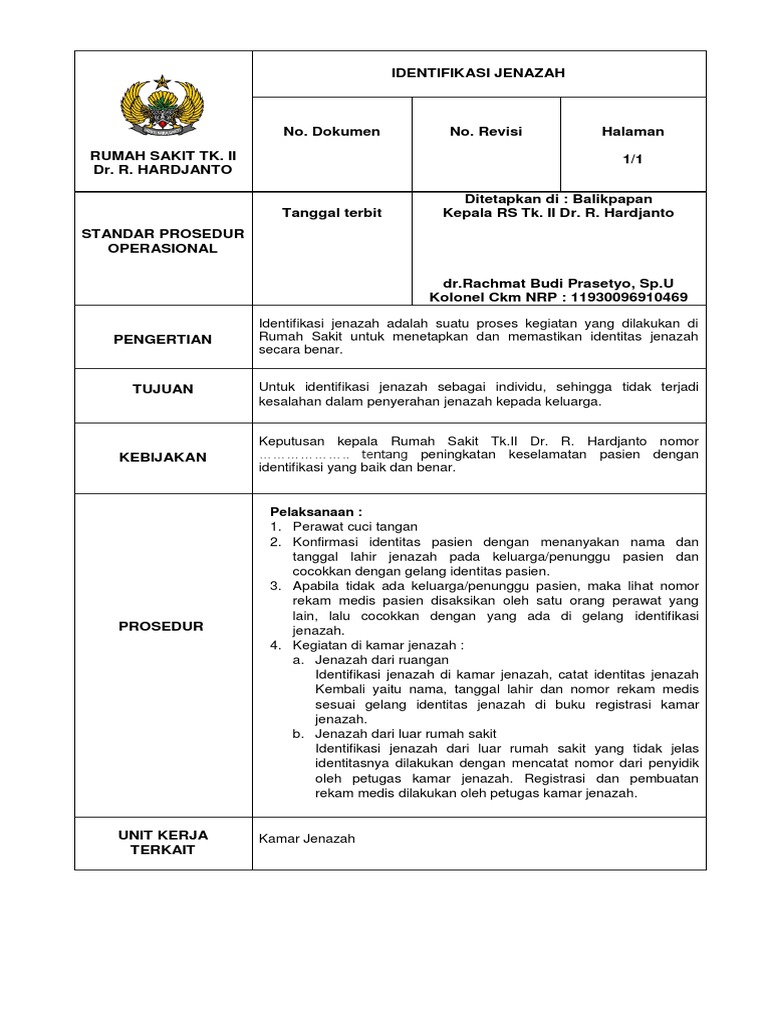 Spo Identifikasi Jenazah | PDF