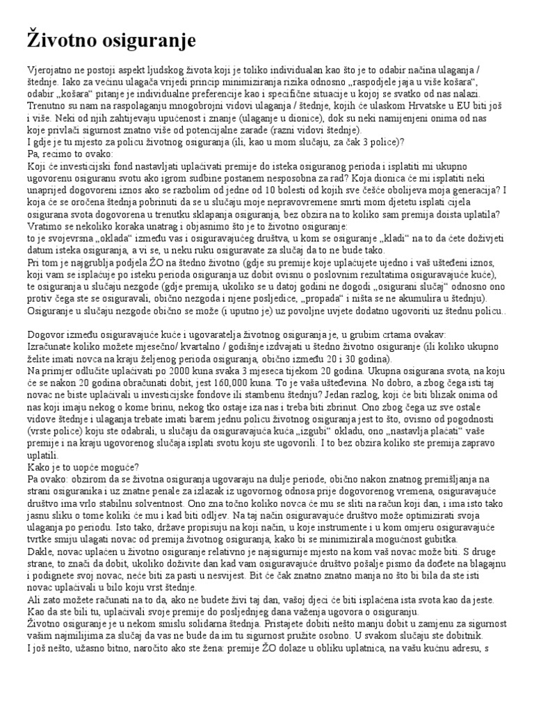 Zivotno Osiguranje | PDF