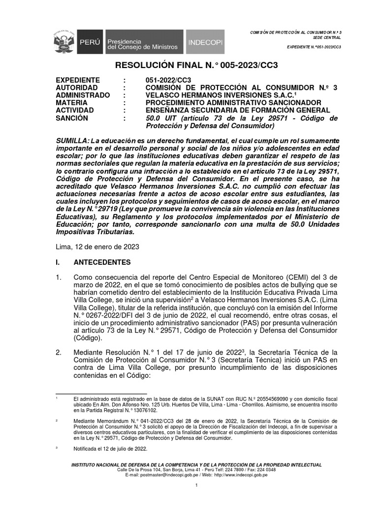 Resolución #005-2023 CC3 | PDF