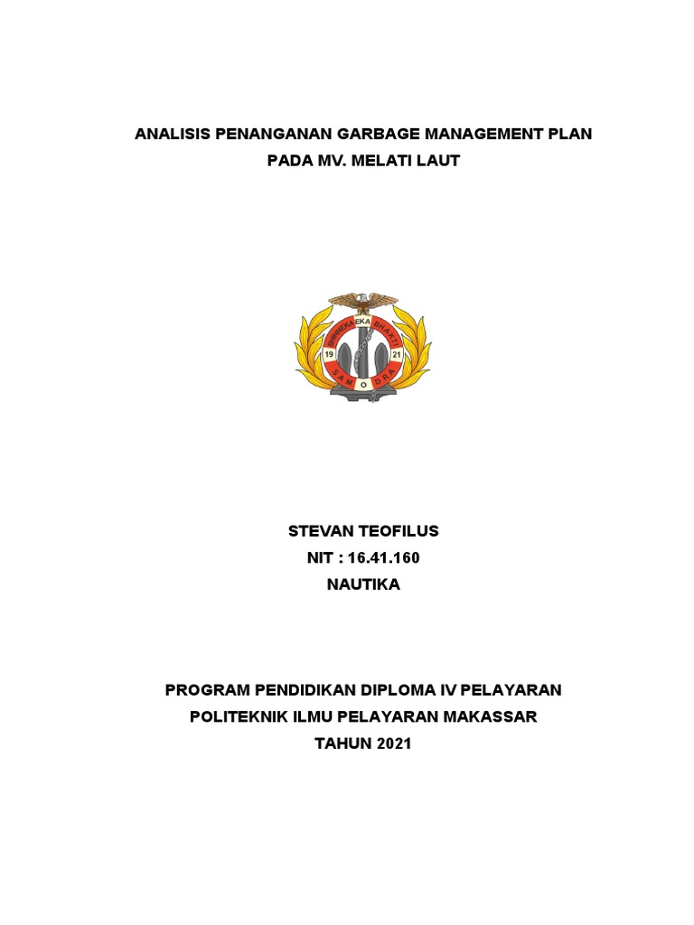 Skripsi Garbage Management Plan Di Atas Kapal | PDF