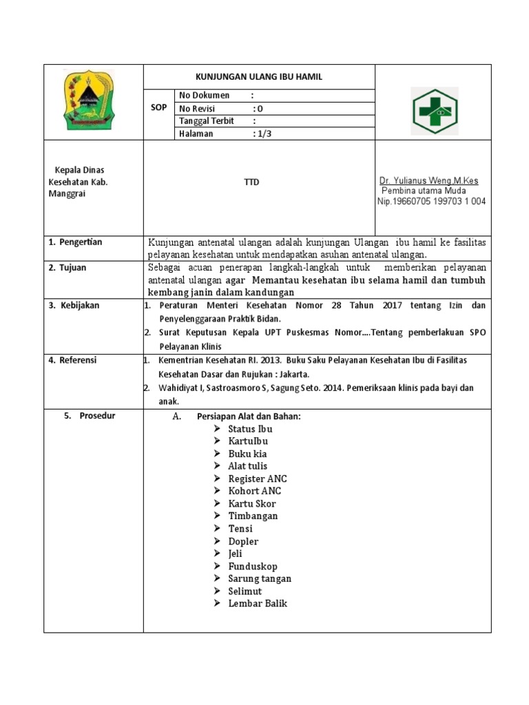Sop Kunjungan Ulangan Ibu Hamil | PDF