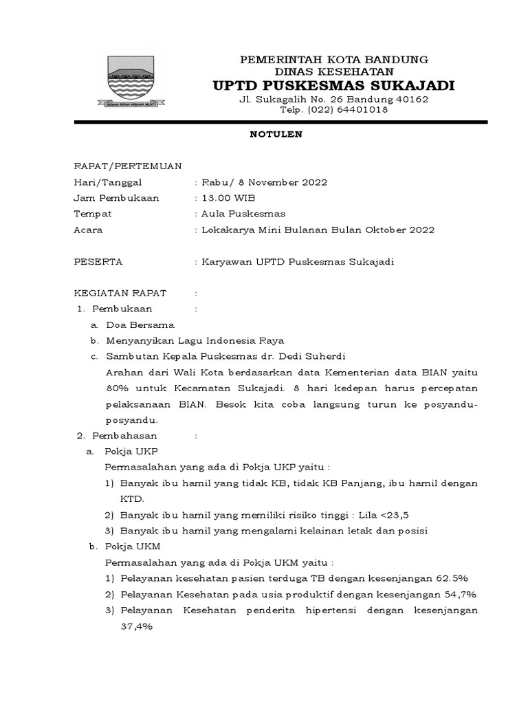 Notulen Lokbul 8 Nov 2022 | PDF