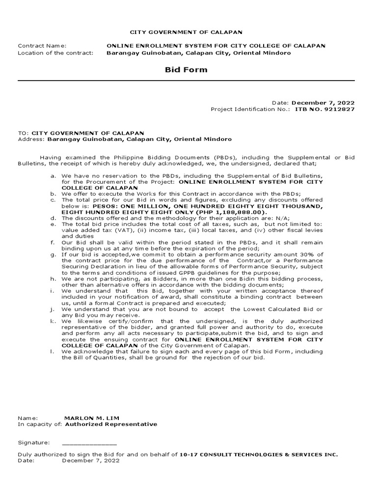 Bid Form Price Schedule | PDF | Taxes | Public Law