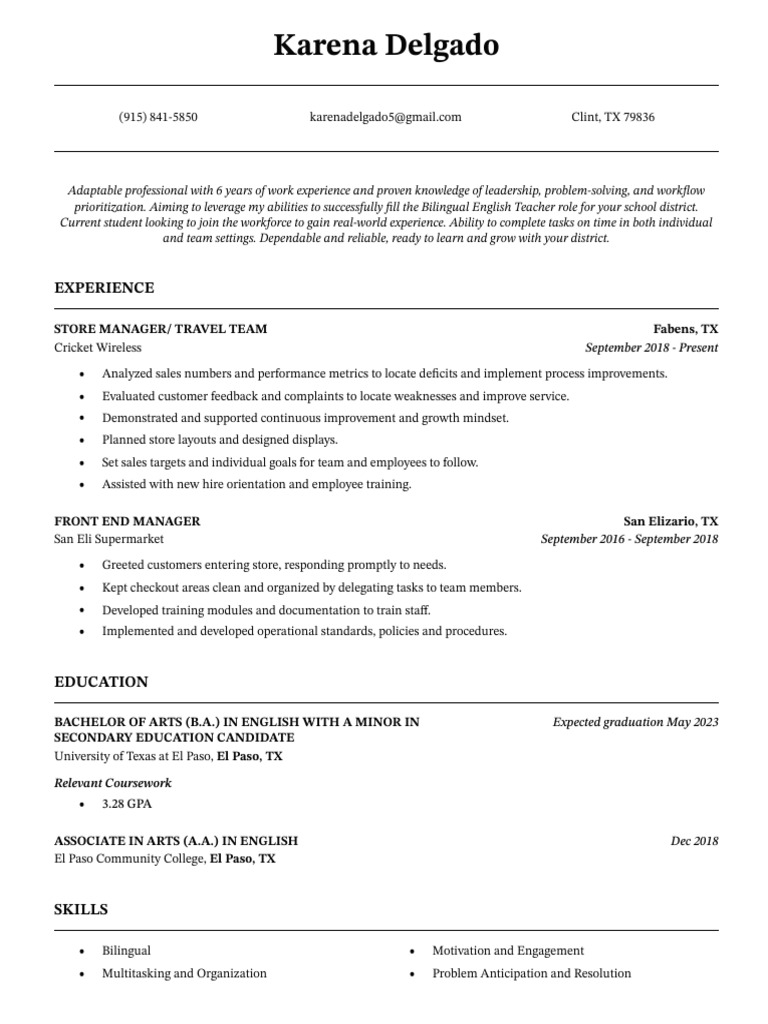 Karena Delgado Resume | PDF | Learning | Behavior Modification