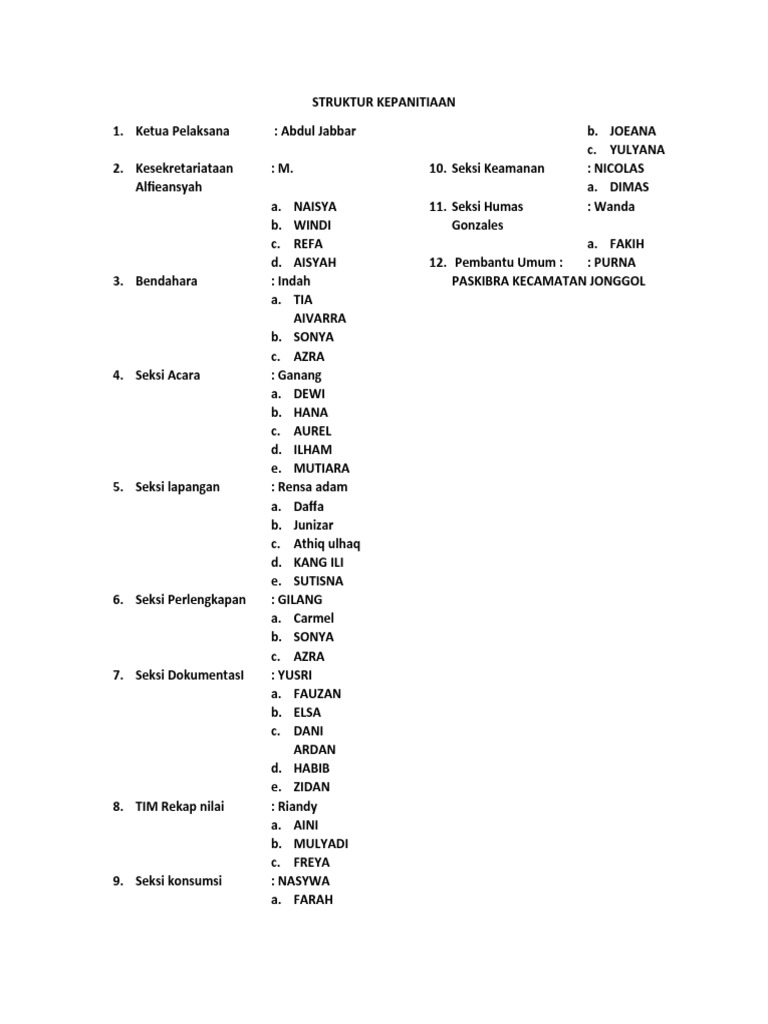 Struktur Kepanitiaan | PDF