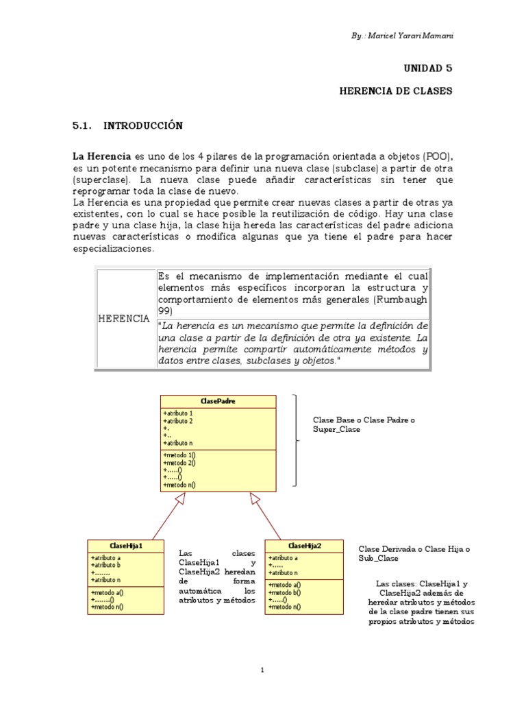 Herencia de Clases en Programación POO | PDF | Herencia (Programación ...