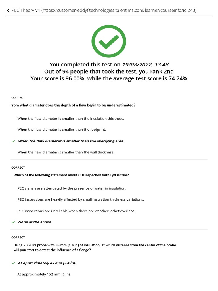 Customer - PEC Theory V1 - Final Exam | PDF | Pipe (Fluid Conveyance) | Calibration