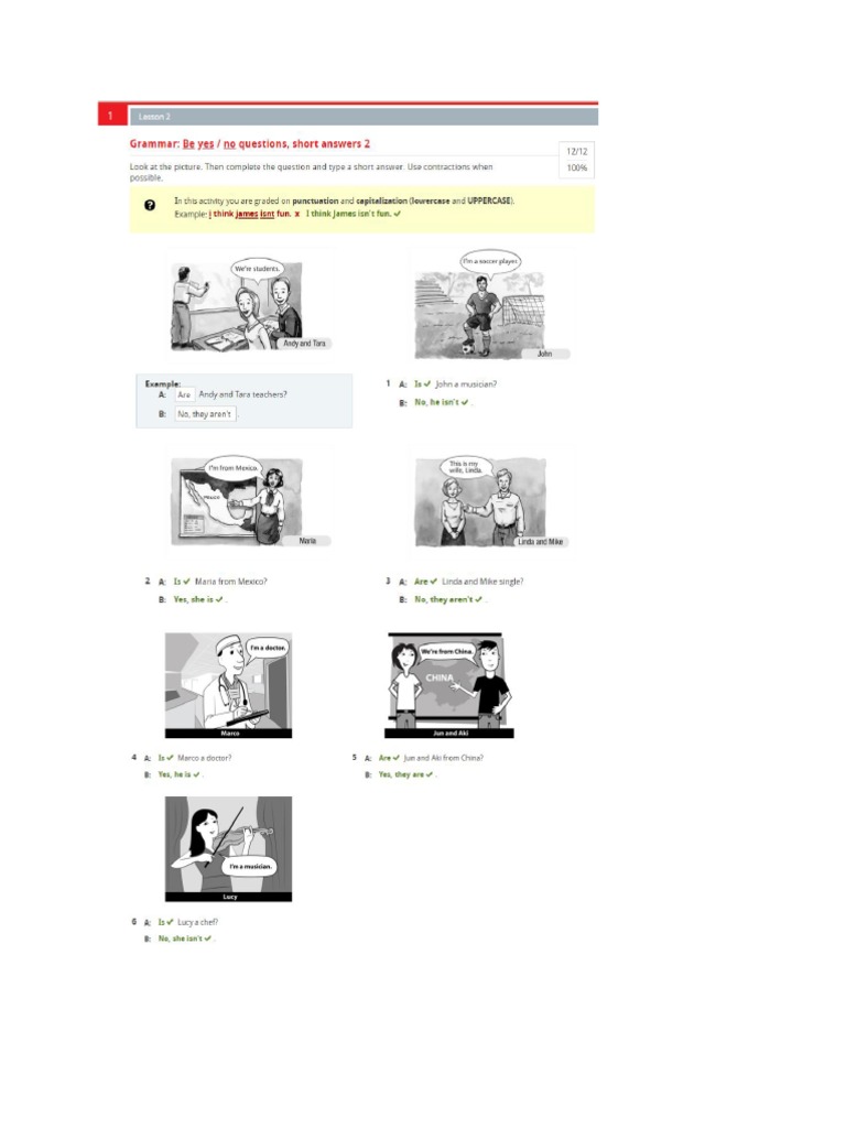 Unidad I Leccion II Be Yes or No Questions, Short Answers 2 | PDF