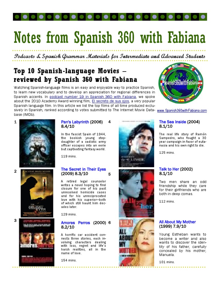 Top 10 Spanish Language Movies | PDF | Spain | Languages