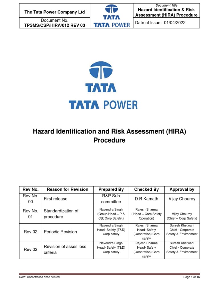 HIRA Procedure for Risk Assessment | PDF | Risk | Risk Assessment