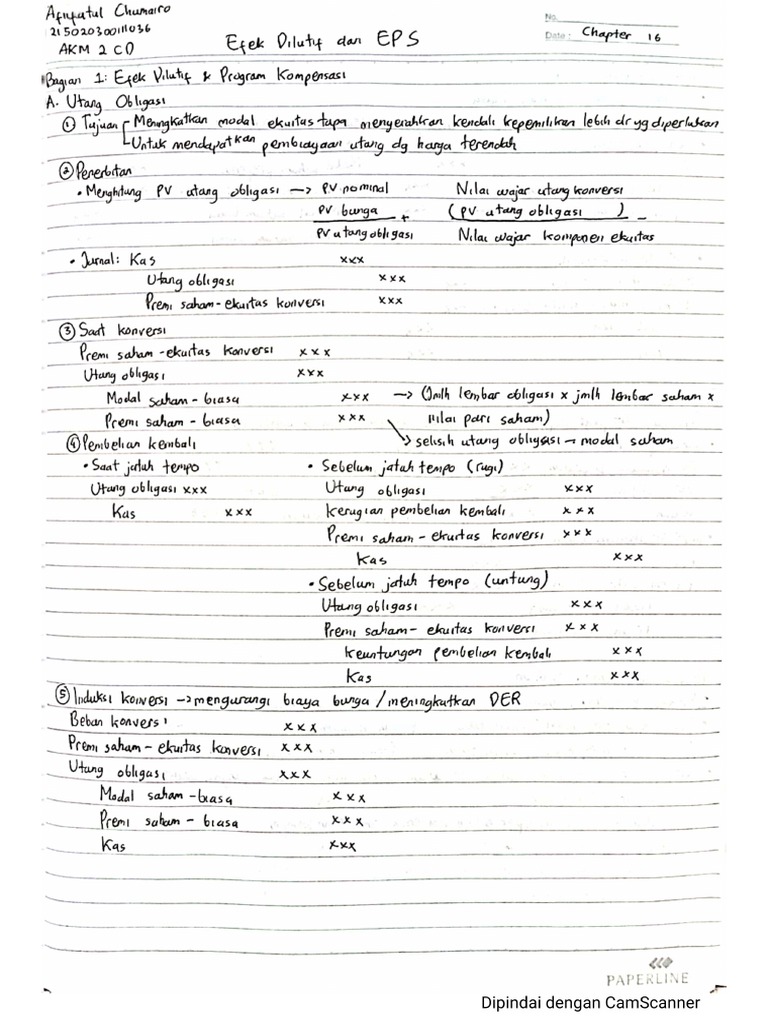 Rangkuman Kieso CH 16 (Dilutive Securities & EPS) | PDF