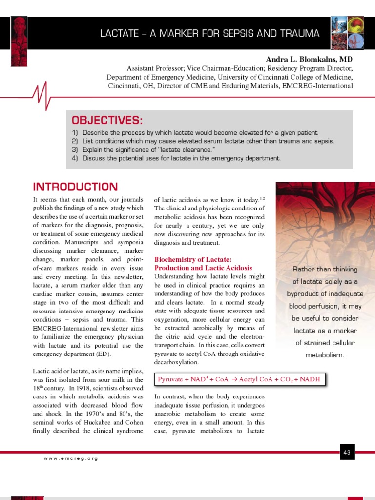 Lactate | Sepsis | Lactic Acid