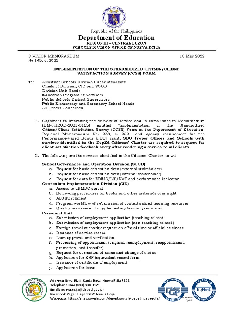 Customer Feedback (CCSS) Form Memo | PDF | Computing