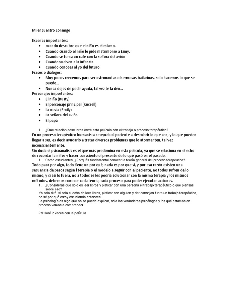 Mi Encuentro Conmigo Pelicula | PDF