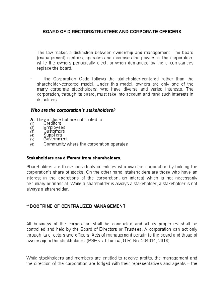 Board of Directors and Corporate Officers | PDF | Proxy Voting | Board ...