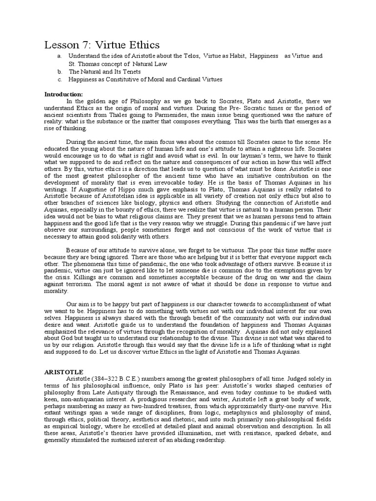 GE 8 Lesson 7 11 | PDF | Aristotle | Happiness