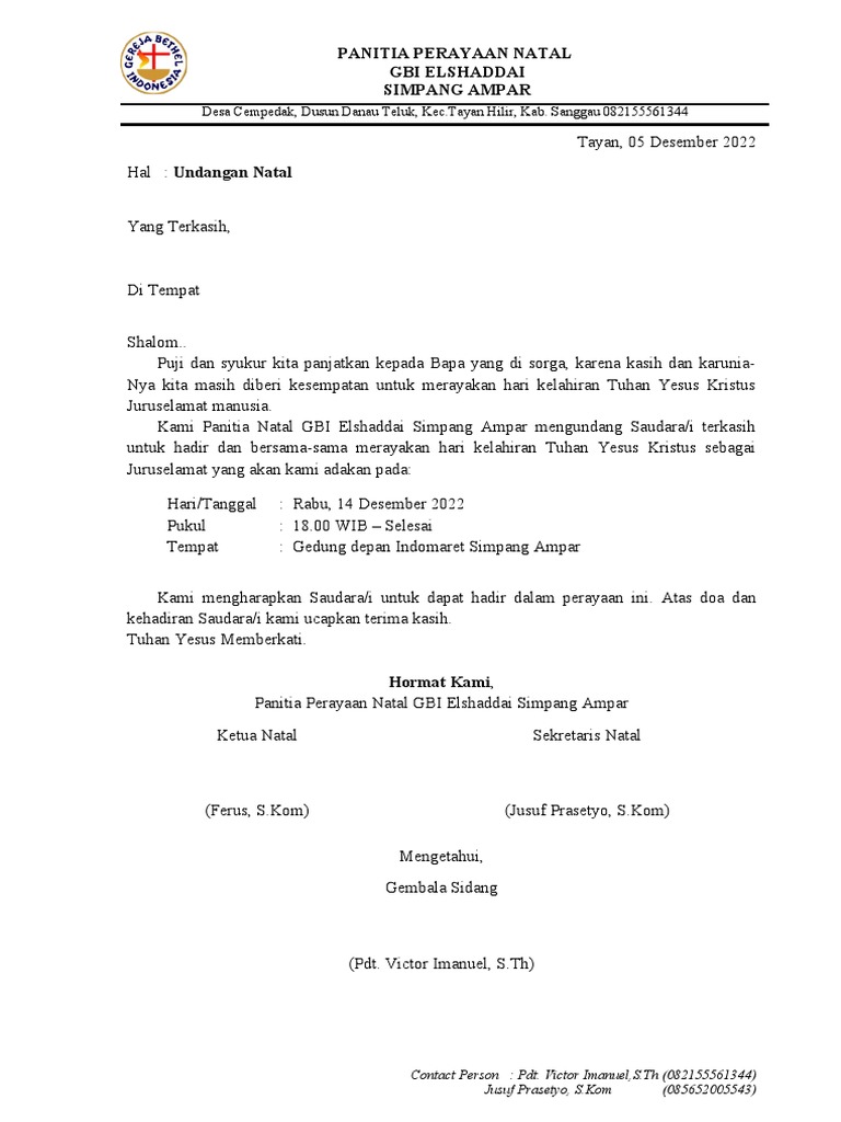 Surat Undangan Natal | PDF