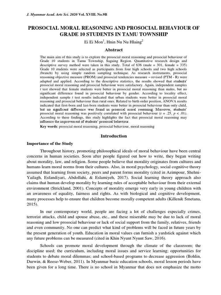 Prosocial Behavior in Tamu Schools | PDF | Analysis Of Variance ...