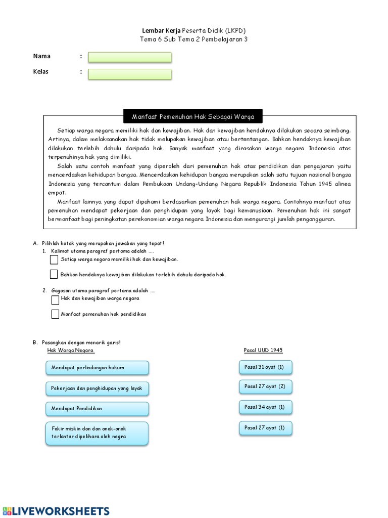LKPD Tema 6 ST2 PB3 | PDF