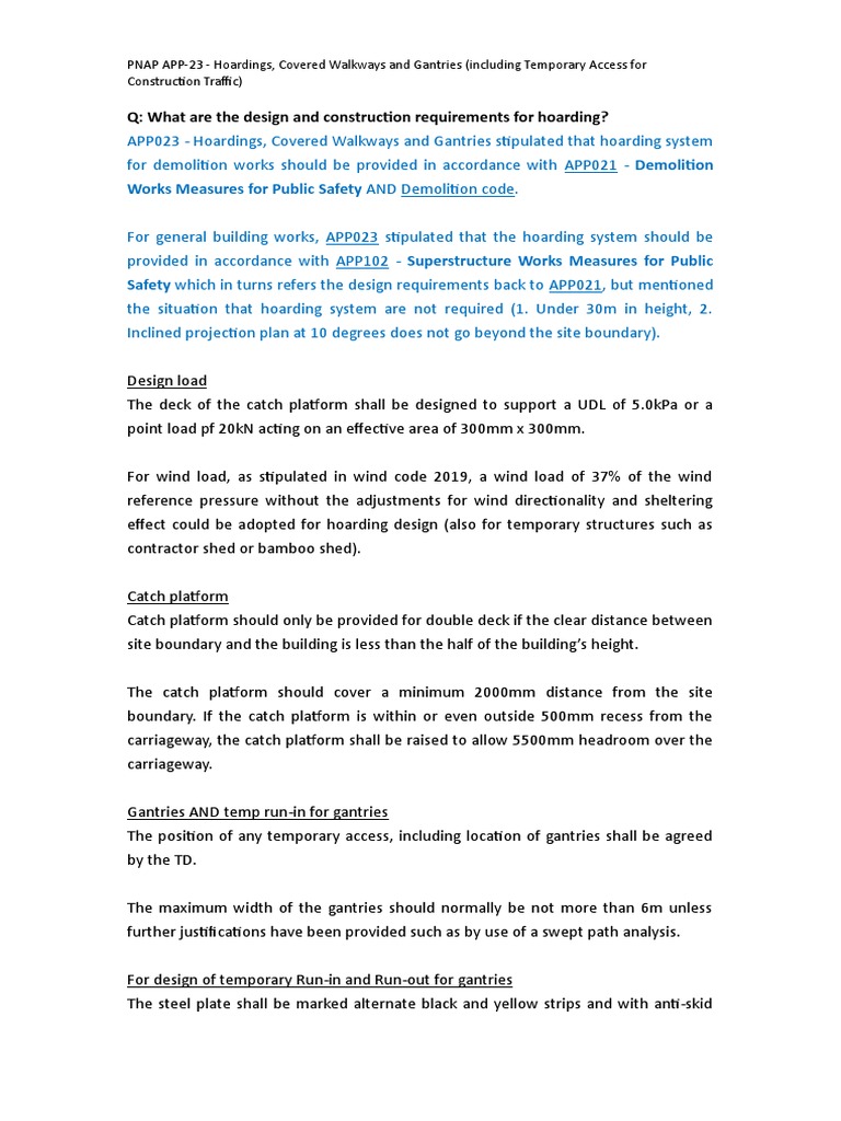 PNAP APP-23: Hoarding and Walkway Guidelines | PDF | Traffic | Road