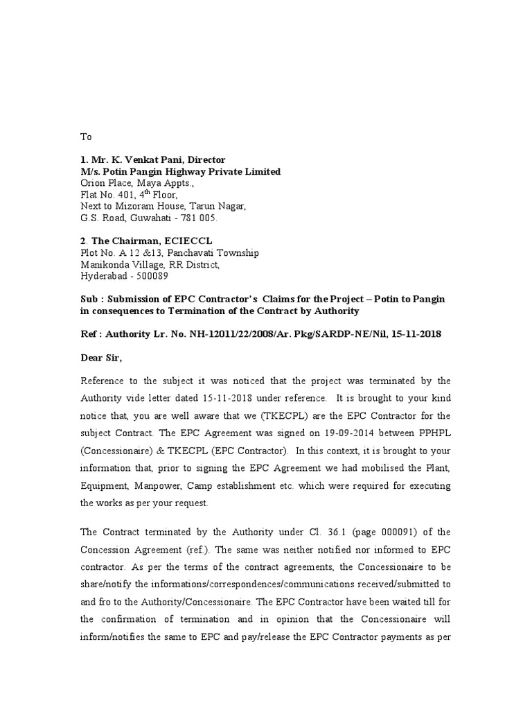Letter To ECIL With Claim | PDF