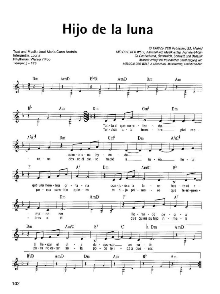 Hijo de La Luna Partitura y Acordes | PDF