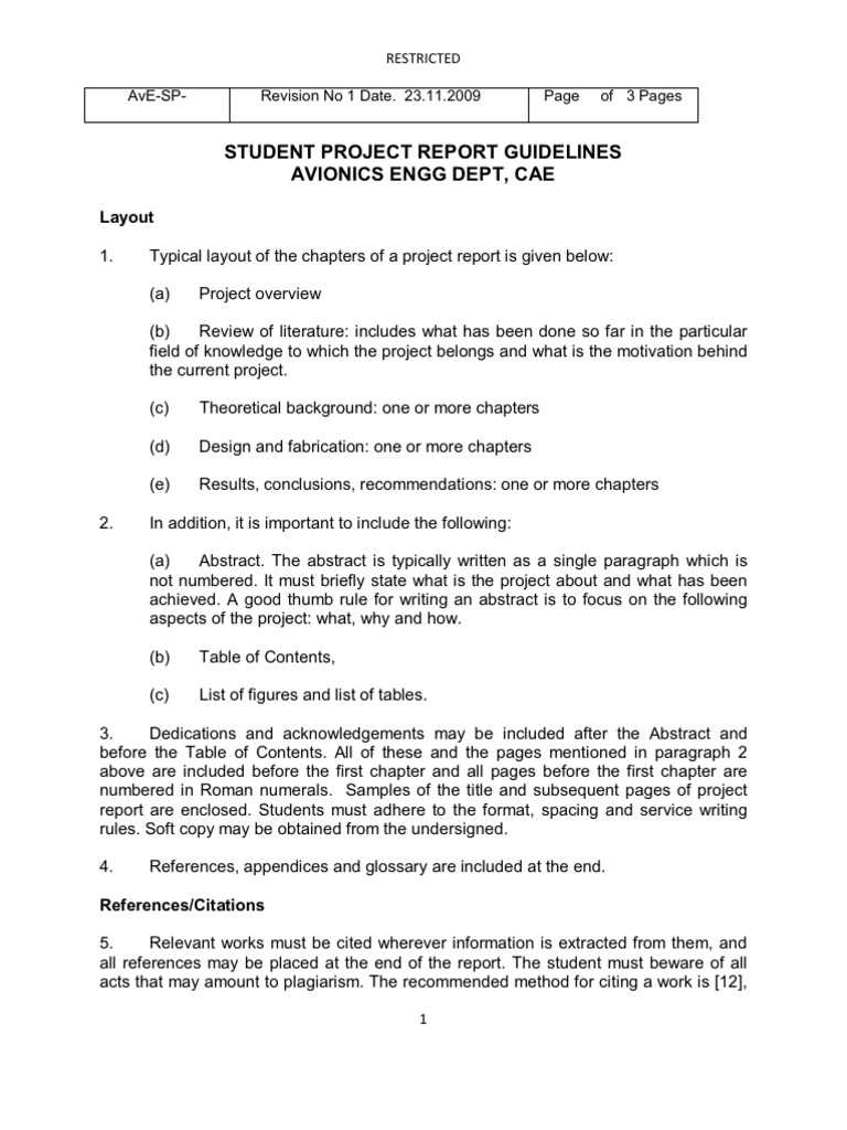 Student Project Report Guidelines Avionics Engg Dept, Cae: Layout | PDF