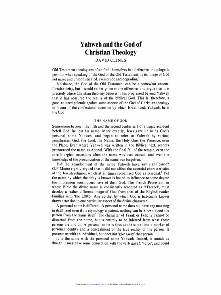 Yahweh: The Name and Its Significance | PDF | Philosophy