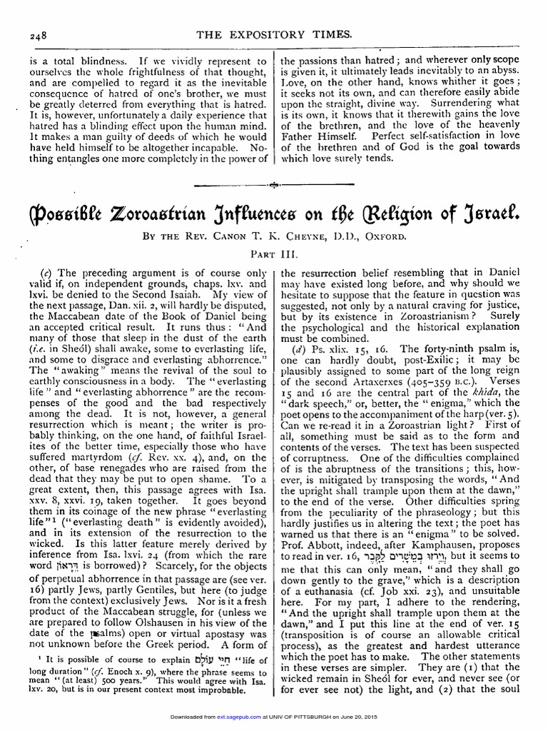 Zoroastrian Influence on Israel | PDF | Psalms | Zoroastrianism