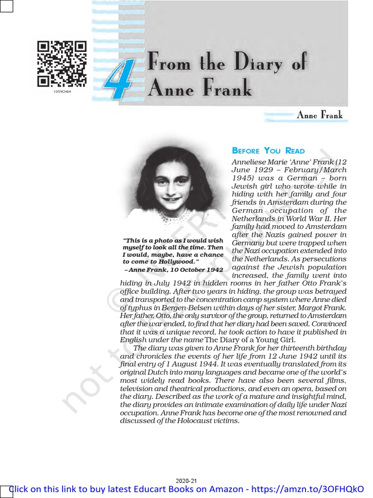 CH 4 - From The Diary of Anne Frank | PDF | Anne Frank | Linguistics