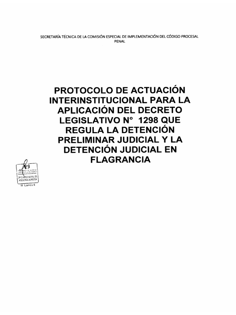 Protocolo De Actuación Interinstitucional Para La Aplicación Del D Leg