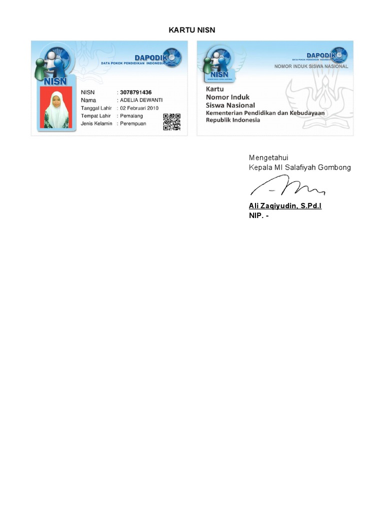 Kartu Nisn | PDF