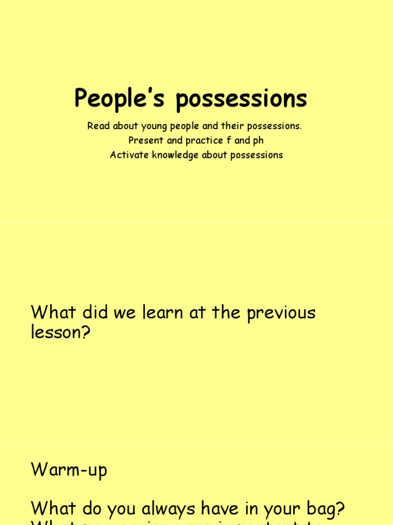 Young People and Their Possessions | PDF
