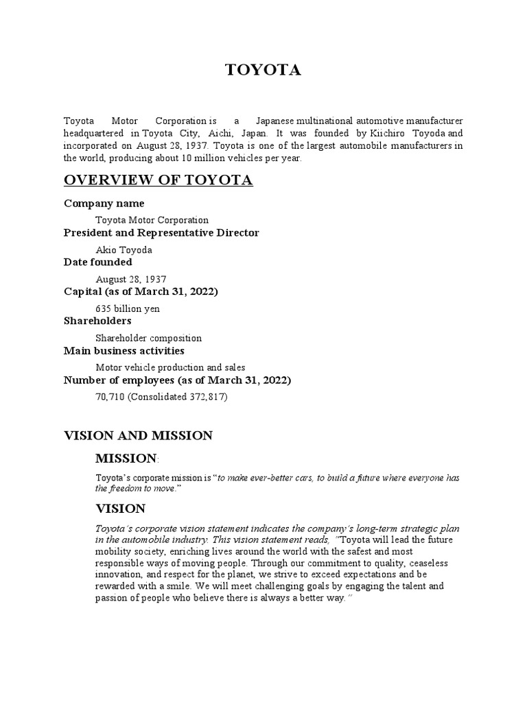 TOYOTA | PDF | Toyota | Organizational Structure