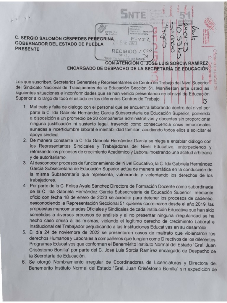 Oficio SNTE 51 | PDF